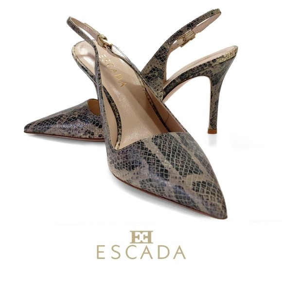 Escada | Shoes | Escada Python Print Leather 7 Us 4uk Womens Pointed ...